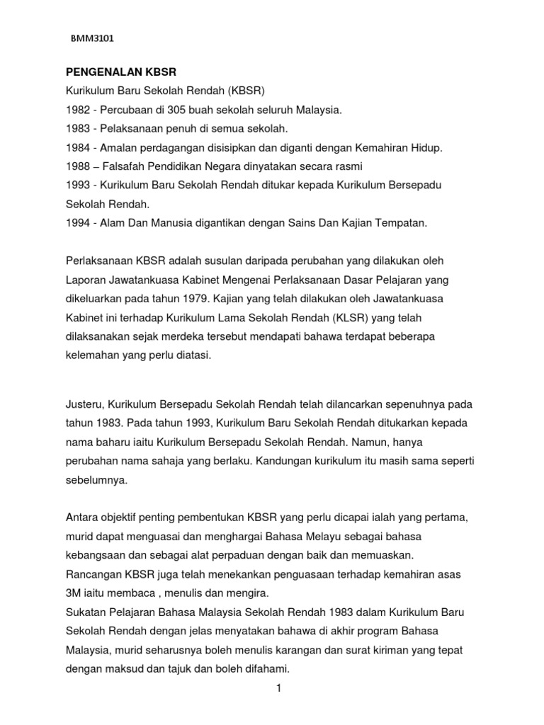 Pengenalan KBSR | PDF