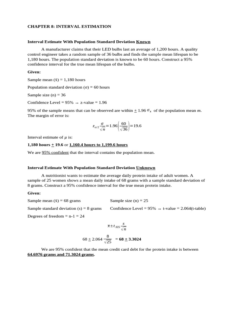 Chapter8 - Interval Estimation | PDF