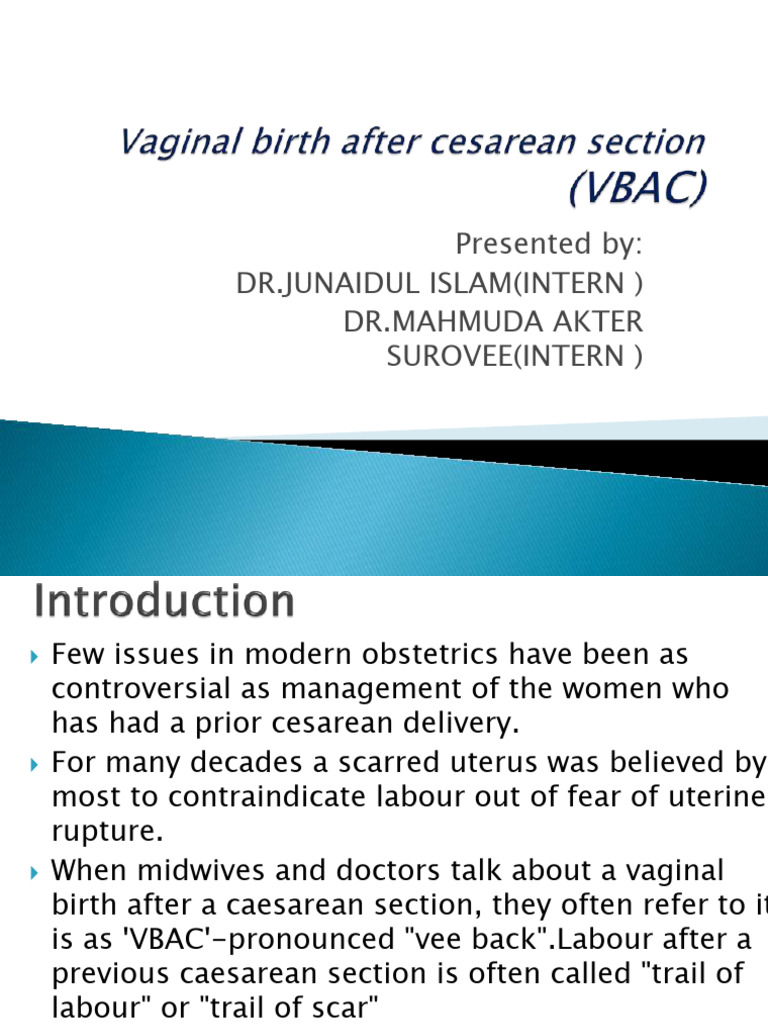 VBAC Management After Cesarean Delivery | PDF | Caesarean Section ...