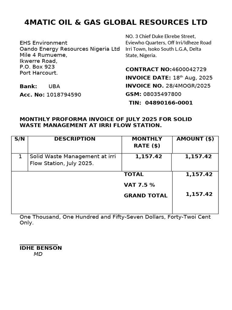 July-August 2025 Waste Management Invoice | PDF | Materials ...