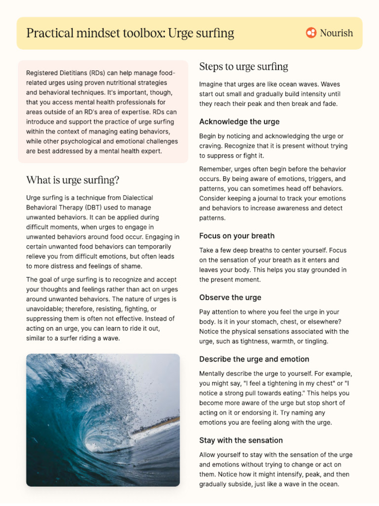 Urge Surfing Patient Handout | PDF | Dialectical Behavior Therapy ...