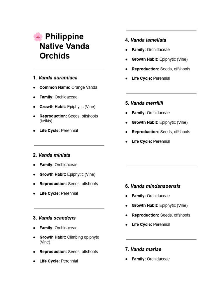 Philippine Native Vanda Orchids Guide | PDF | Plant Stem | Legume