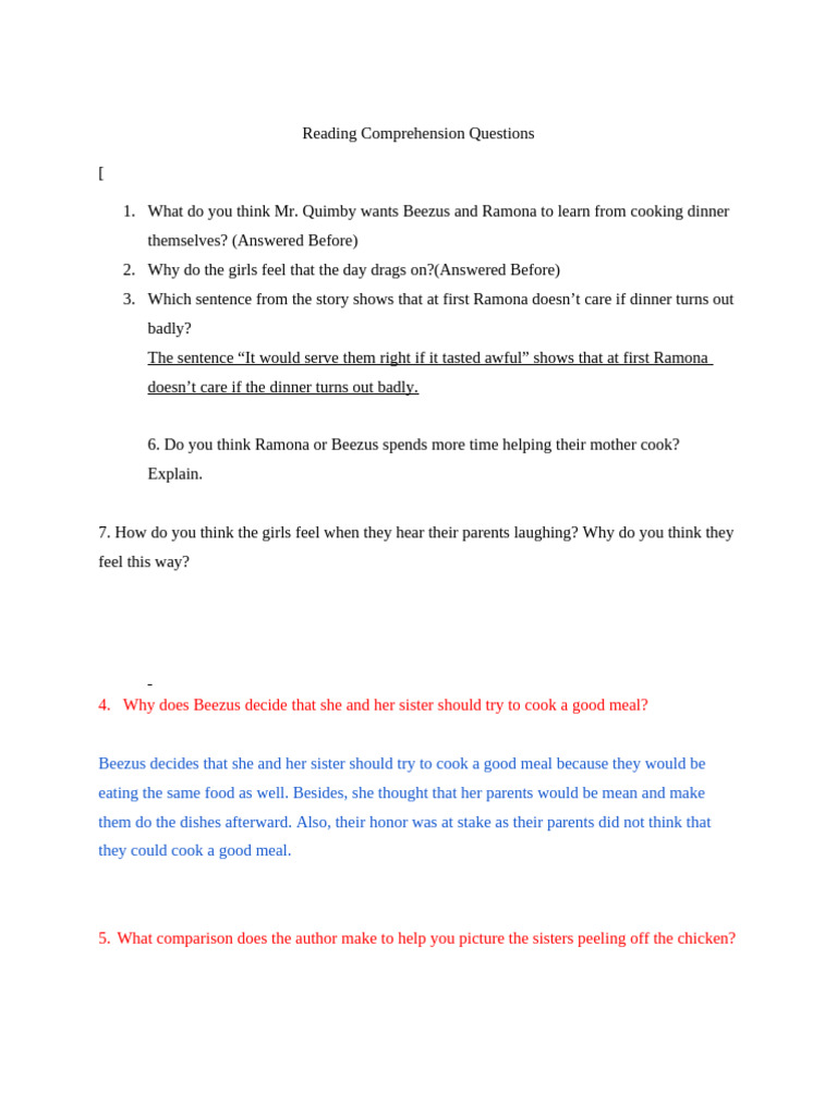 Reading Comprehension: Cooking Lesson Insights | PDF | Meal