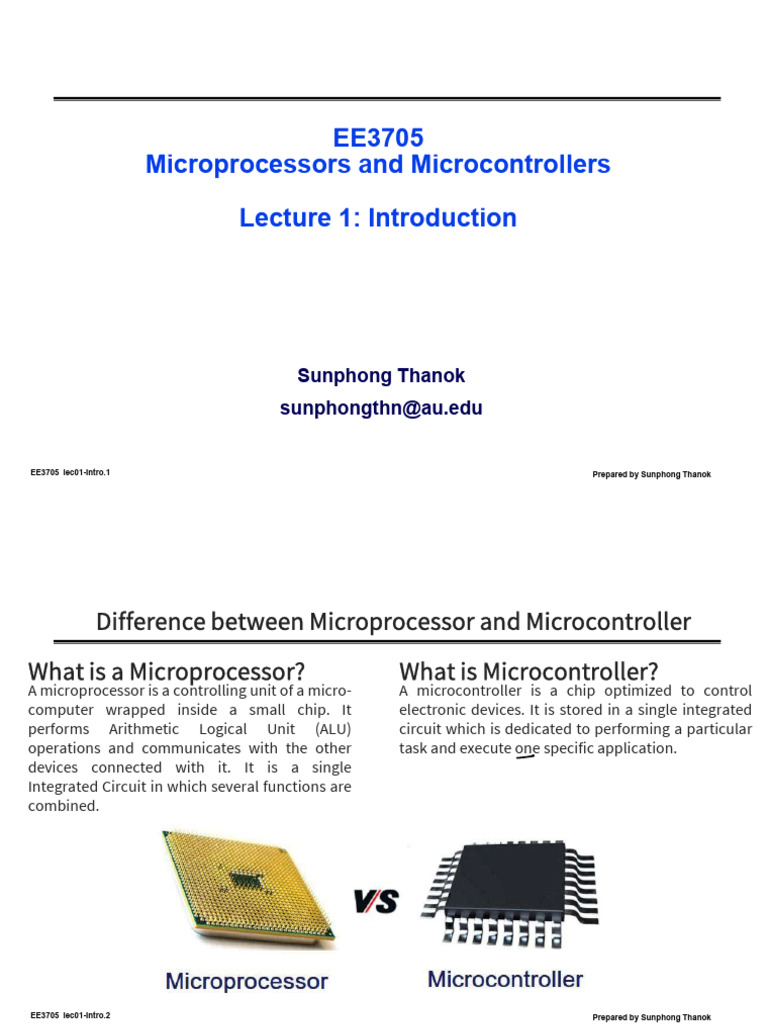 LECT 01 Introduction Rev01 | PDF | Microcontroller | Central Processing Unit