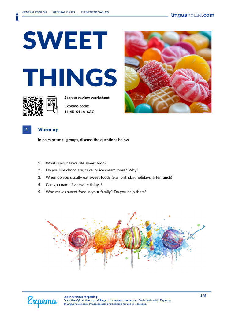 Sweet Foods Vocabulary for Beginners | PDF | Pronoun | Linguistics