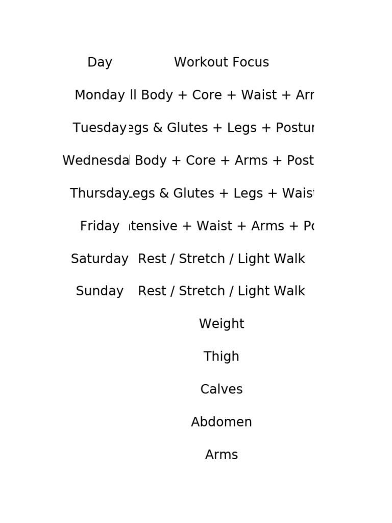 Weekly Workout Plan and Progress Tracker | PDF