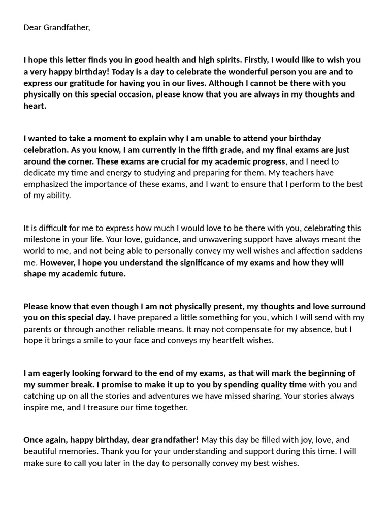 Letter To Grandfather | PDF