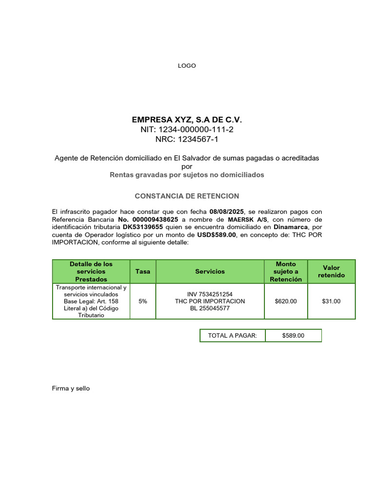 Constancia de Retención ISR 2025 | PDF