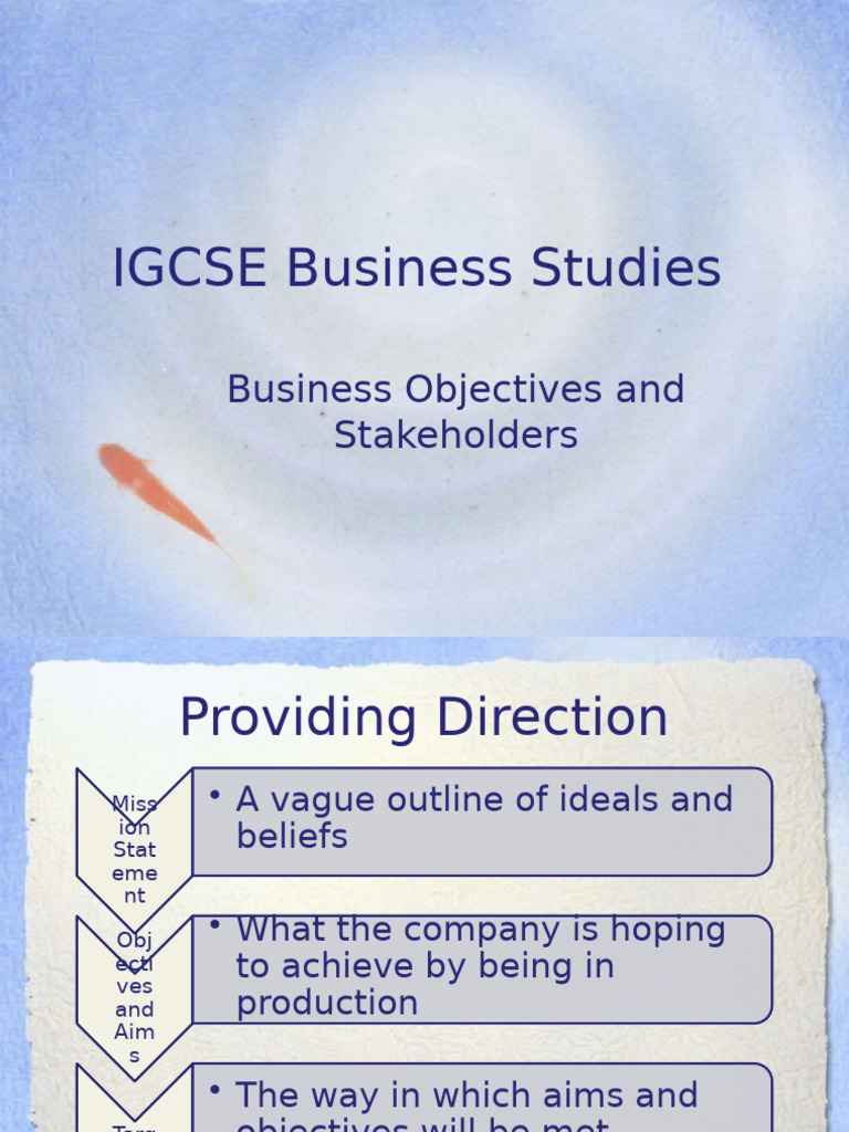 IGCSE Business Studies: Objectives & Stakeholders | PDF