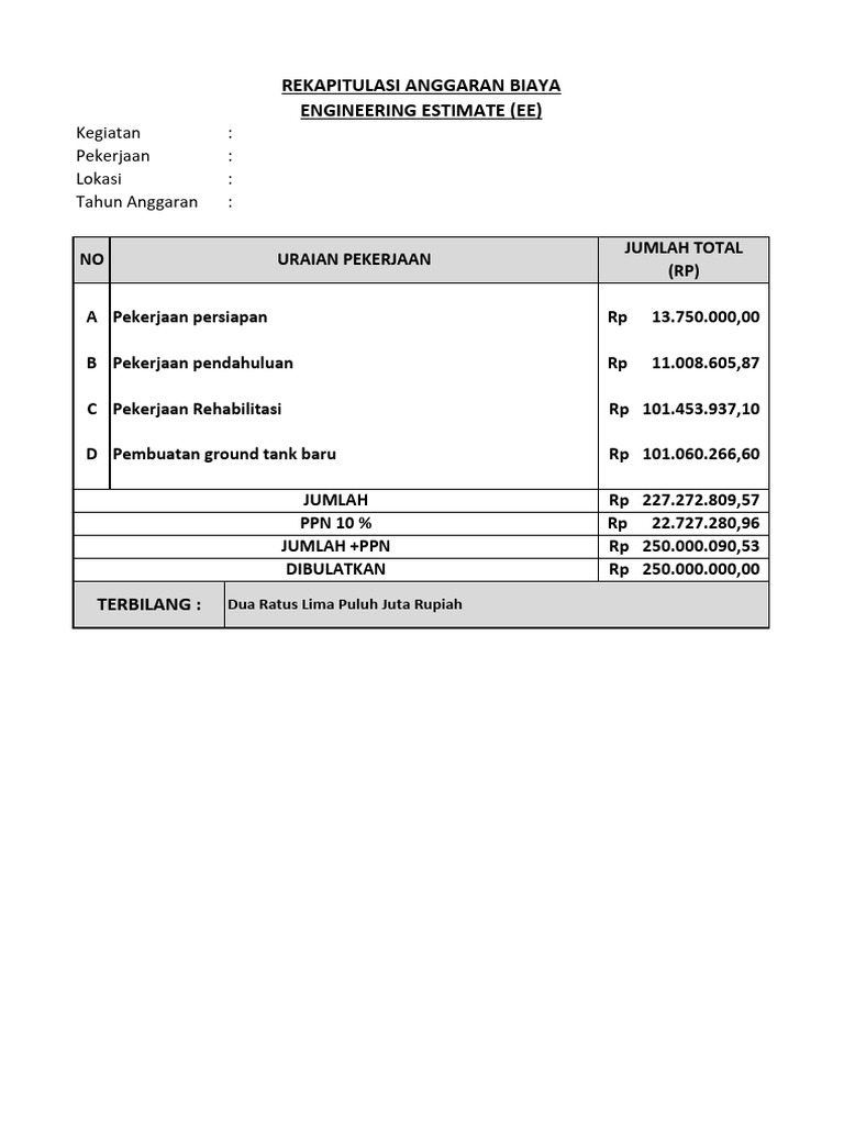 Rekap Anggaran Proyek Konstruksi | PDF