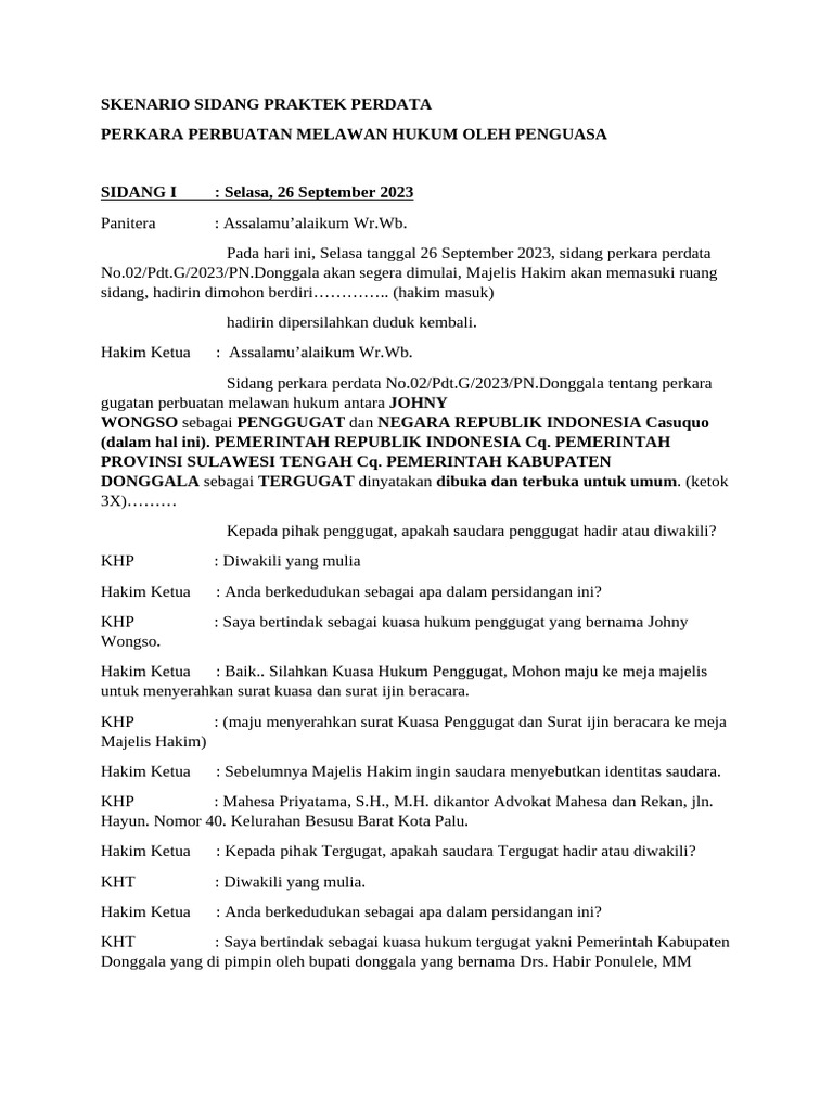 Naskah Sidang Perdata | PDF