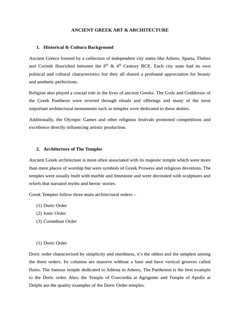 Ancient Greek Art & Architecture | PDF | Sculpture | Classical Antiquity