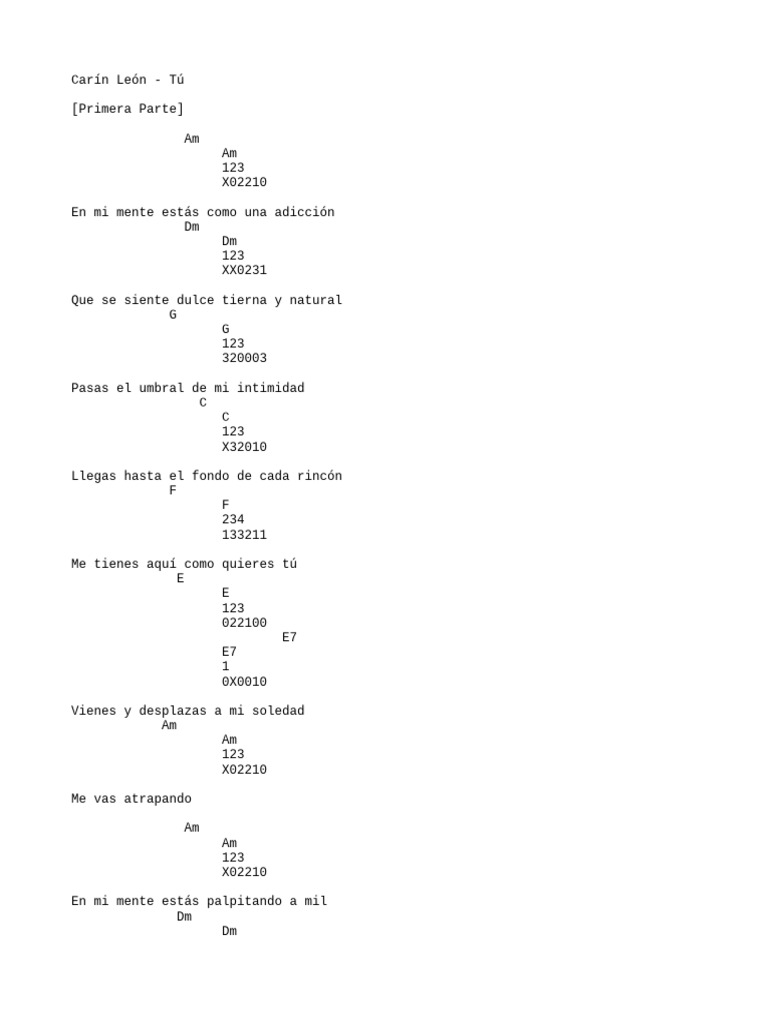 Tu Carin Leon Letra