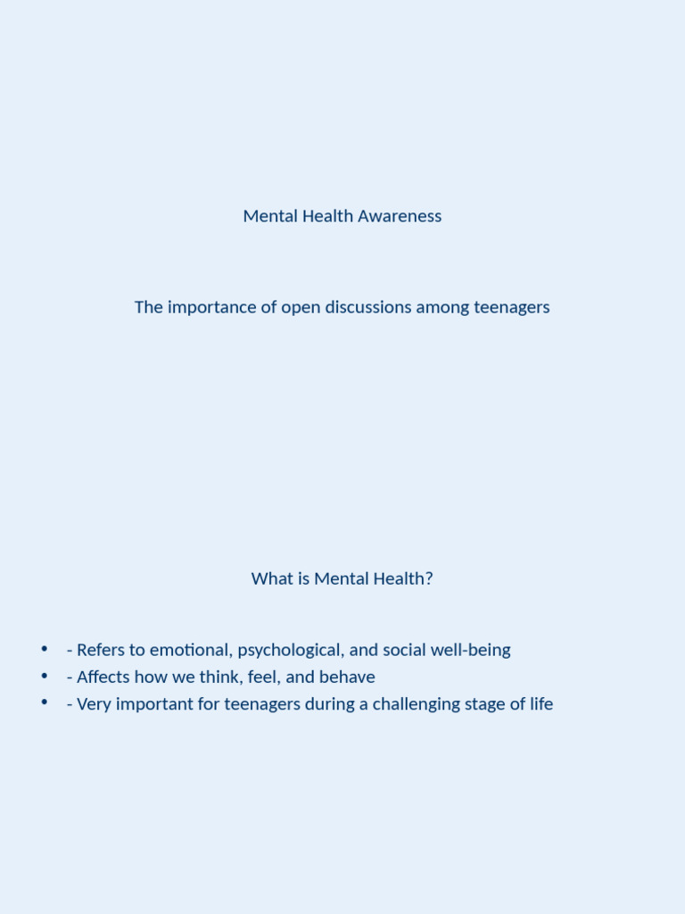 Mental Health Awareness Presentation Updated | PDF