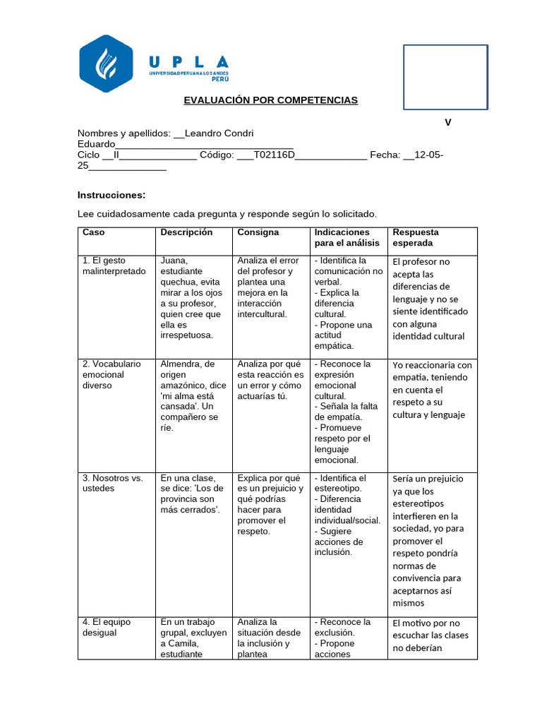 Evaluación Por Competencias-1.Docx 2025 | PDF | Las emociones | Empatía