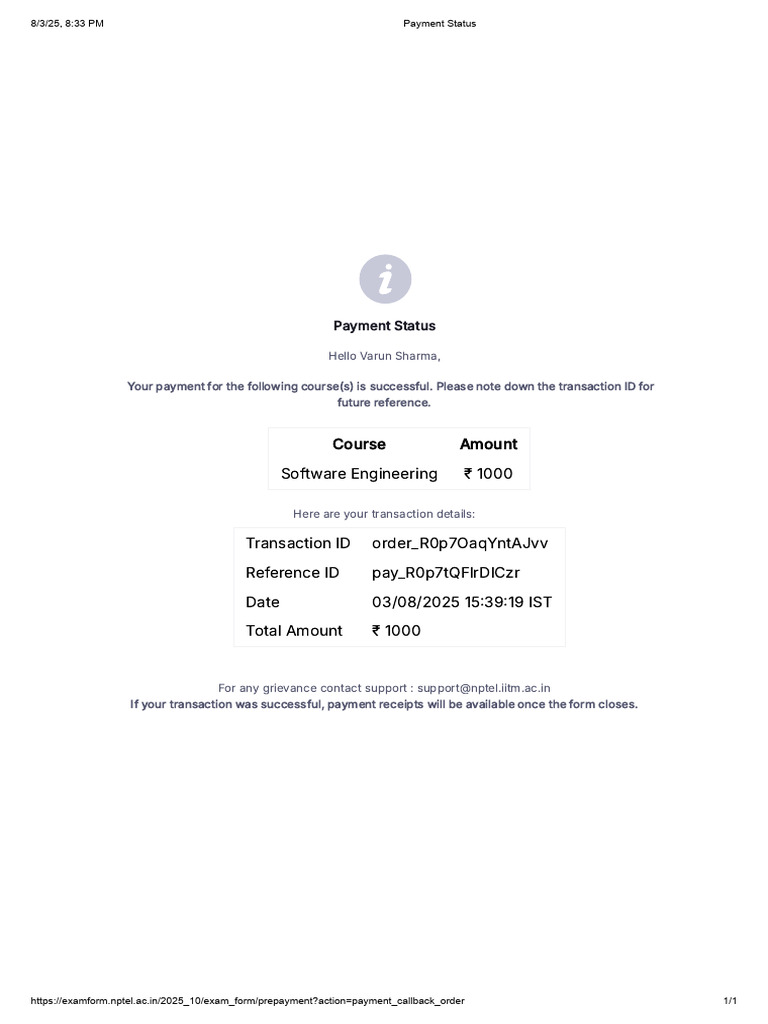 Payment Status | PDF