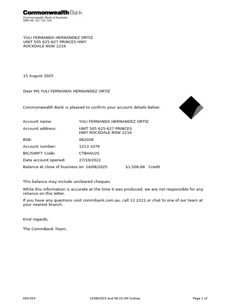 Balance Confirmation | PDF