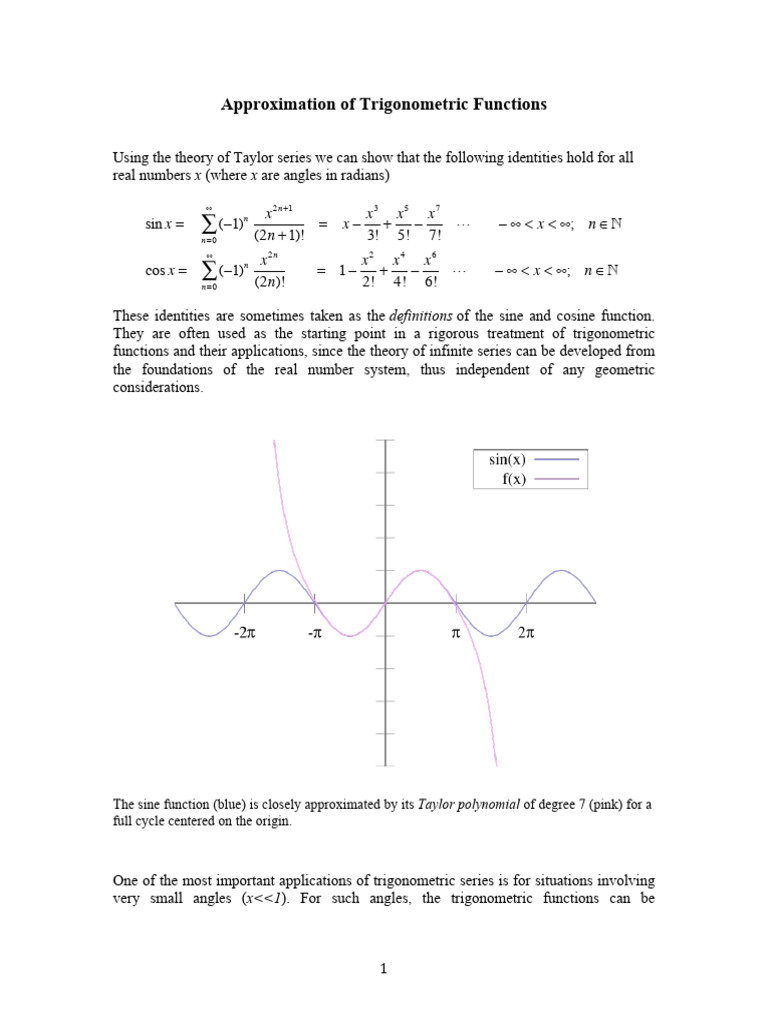 Approximation of Trigonometric Functions | PDF | Special Functions | Mathematical Objects