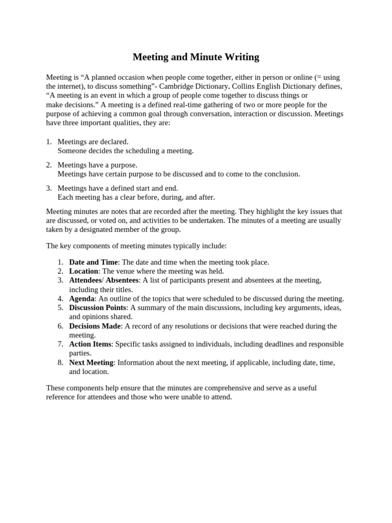 Effective Meeting Minutes Guide | PDF
