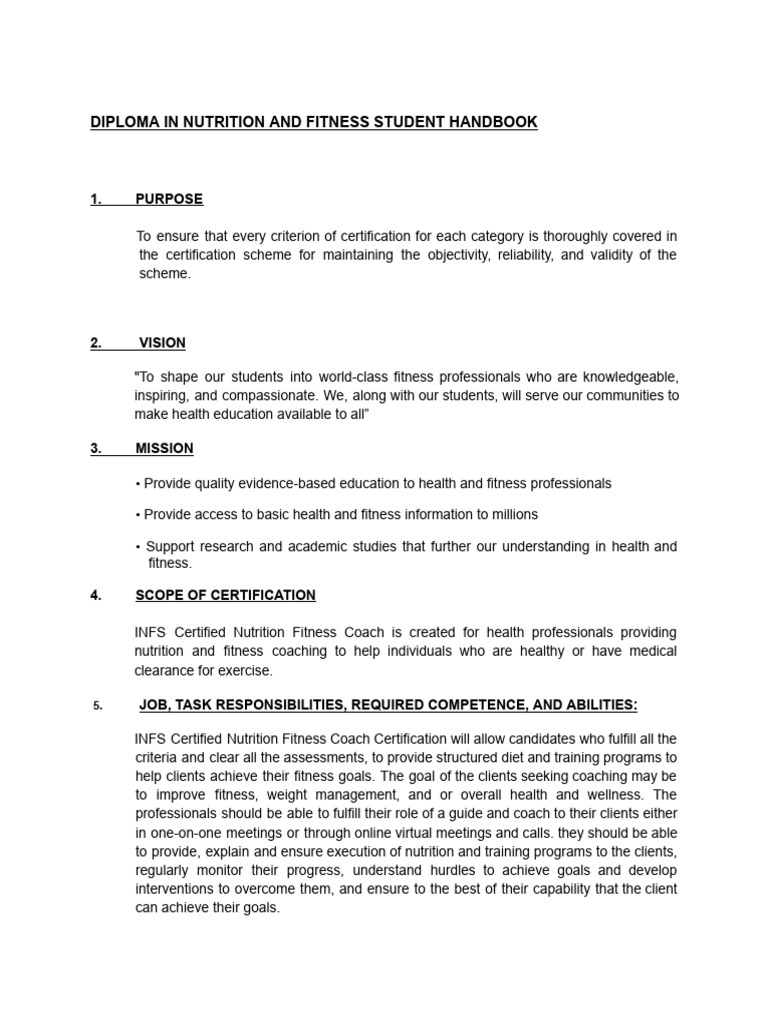 Nutrition and Fitness Diploma Handbook | PDF | Personal Trainer ...