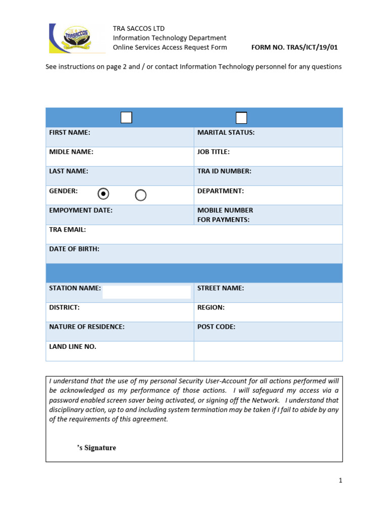 Fomu Ya Maombi Ya Huduma Za Kimtandao | PDF | Computing