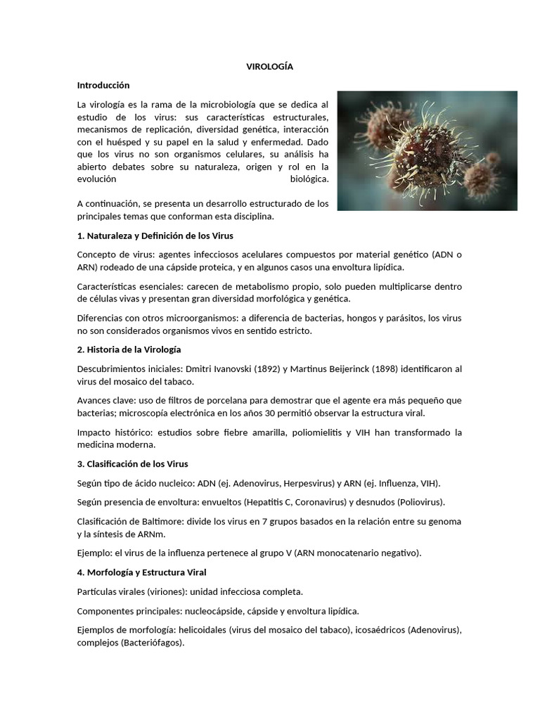 Resumen de La Virología | PDF | Virus | Virología