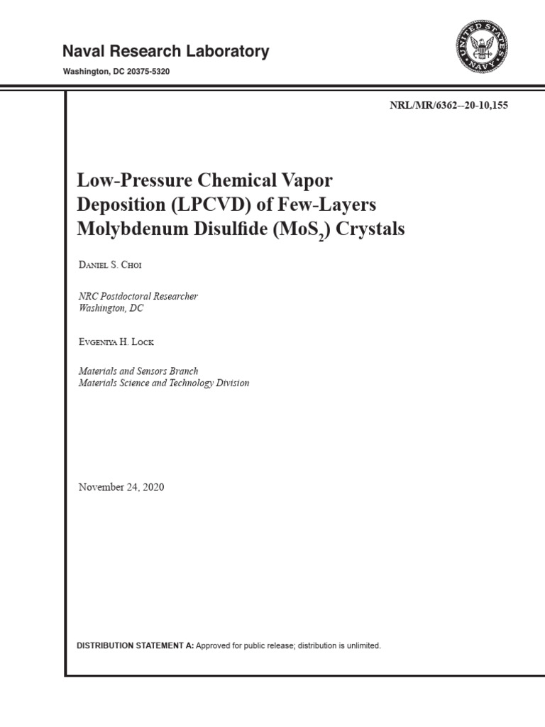 (LPCVD) of Few-Layers MoS2 | PDF | Graphene | Thin Film