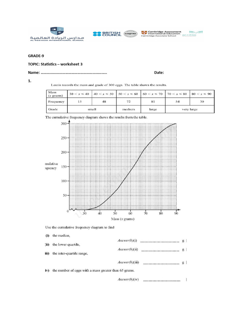 Worksheet Statistics | PDF