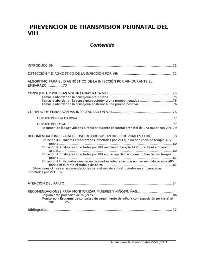 Prevención VIH Perinatal: Guía Completa | PDF | VIH | VIH / SIDA