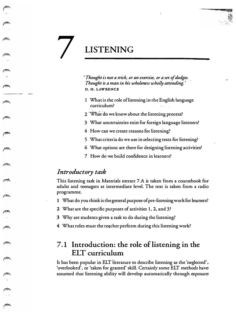 The Importance of Listening in ELT | PDF | Stress (Linguistics ...