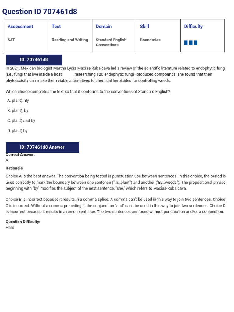 SAT Questions on Standard English Conventions | PDF | Grammatical ...