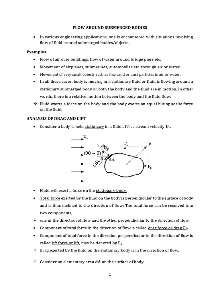 FLOW AROUND SUBMERGED BODIES | PDF | Drag (Physics) | Fluid Dynamics