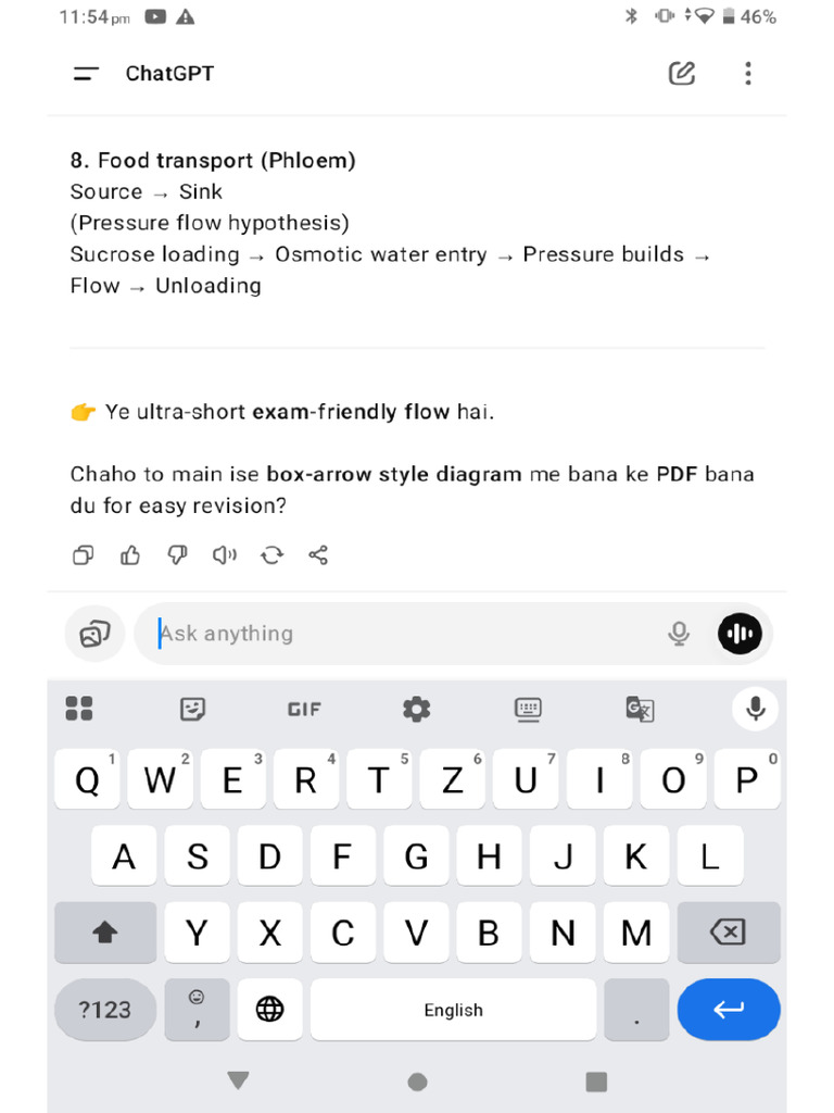 Class 11 Bio Transportation in Plants Flow Chart and Summary Class 11 | PDF