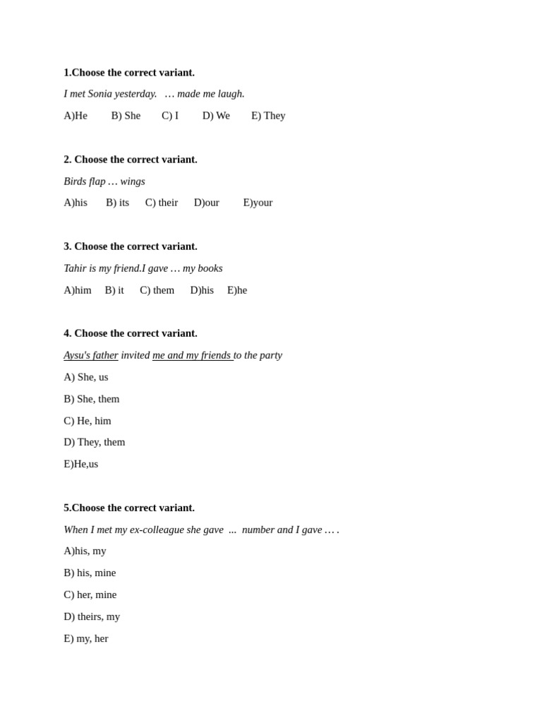 Pronoun Usage Practice Exercises | PDF