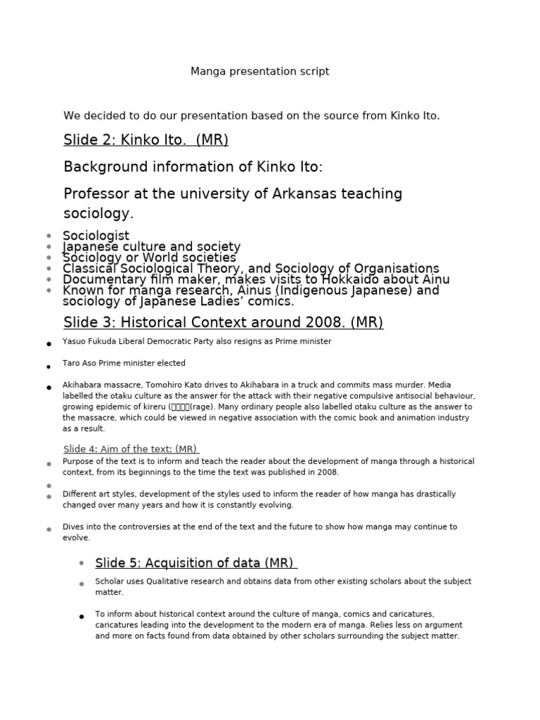 Manga Presentation Script | PDF | Ukiyo E | Manga