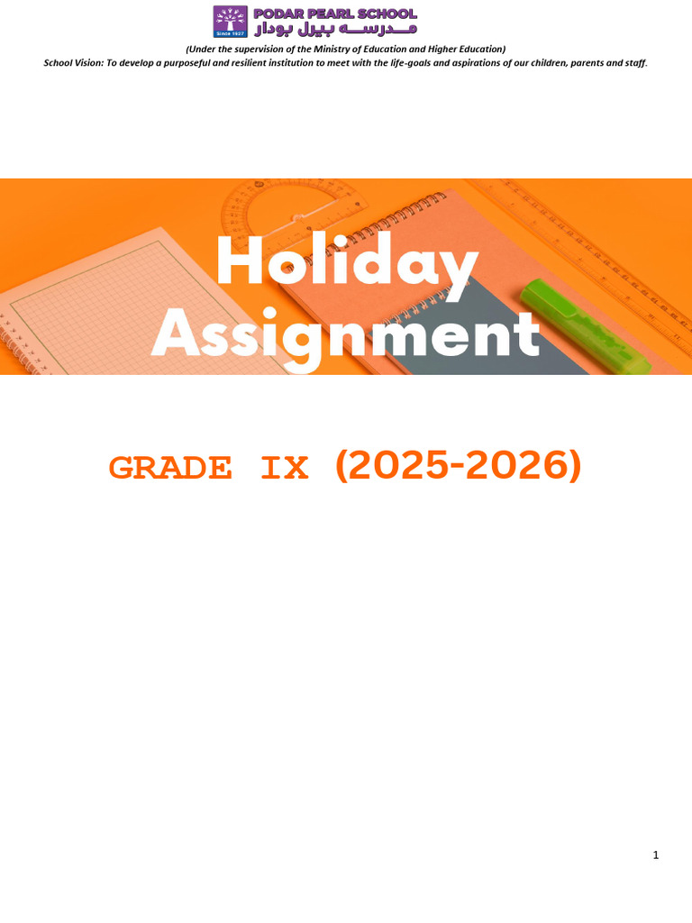 Grade 9 - Holiday Assignment | PDF | Tissue (Biology) | Epithelium