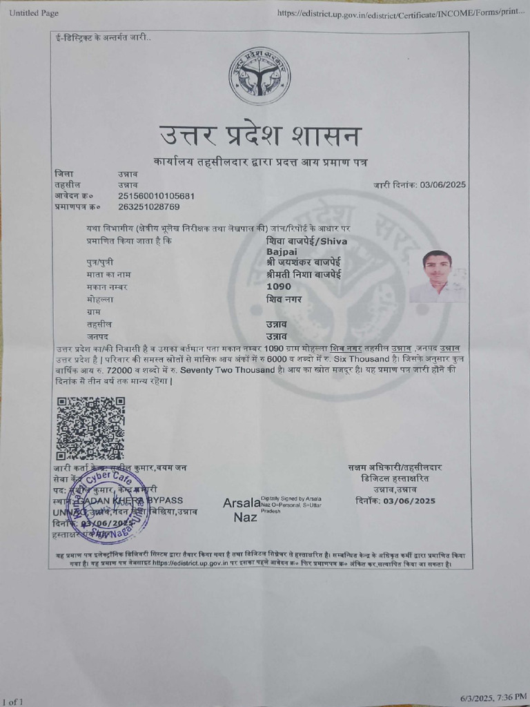 Income Certificate | PDF