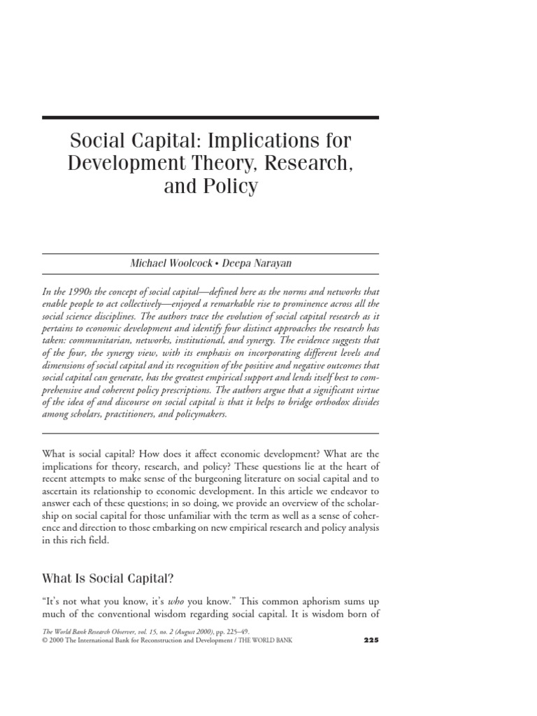 Social Capital Theory | PDF | Social Capital | Community