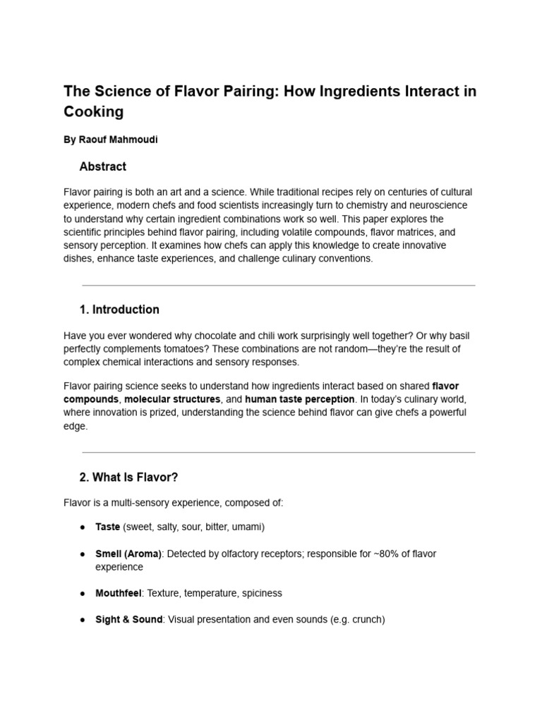 Science Behind Flavor Pairing | PDF | Taste | Food Science
