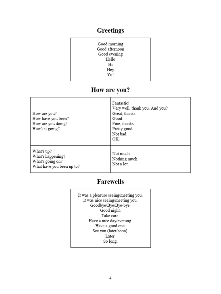 Common English Greetings and Questions | PDF | Linguistics | Linguistic ...