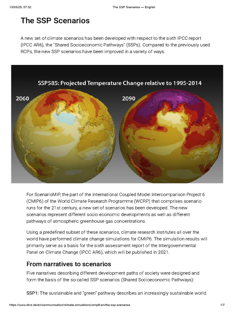 The SSP Scenarios - English | PDF | Climate Change | Human Impact On ...