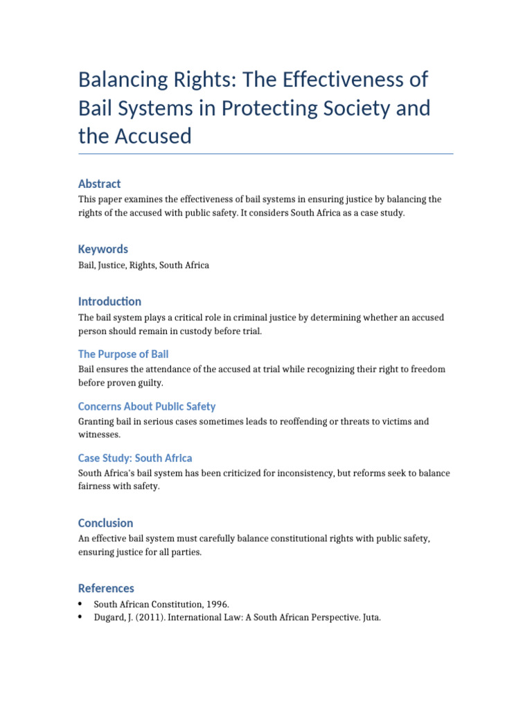 Bail Systems: Balancing Rights and Safety | PDF
