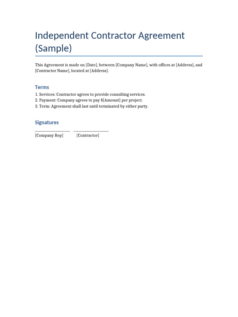 Sample Independent Contractor Agreement | PDF