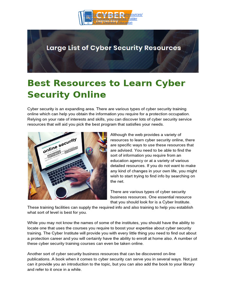 Best Resources To Learn Cyber Security Online | PDF | Computer Security | Security