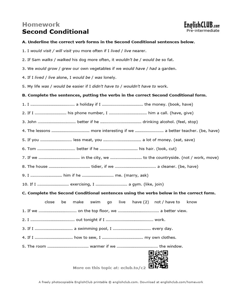 Homework Second Conditional Conditional 2 | PDF | Chess Openings | Chess Theory