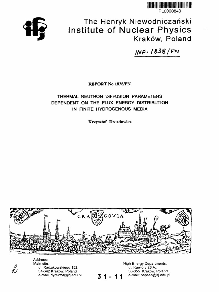 Institute of Nuclear Physics: The Henryk Niewodniczariski Krakow, Poland | PDF | Cross Section ...