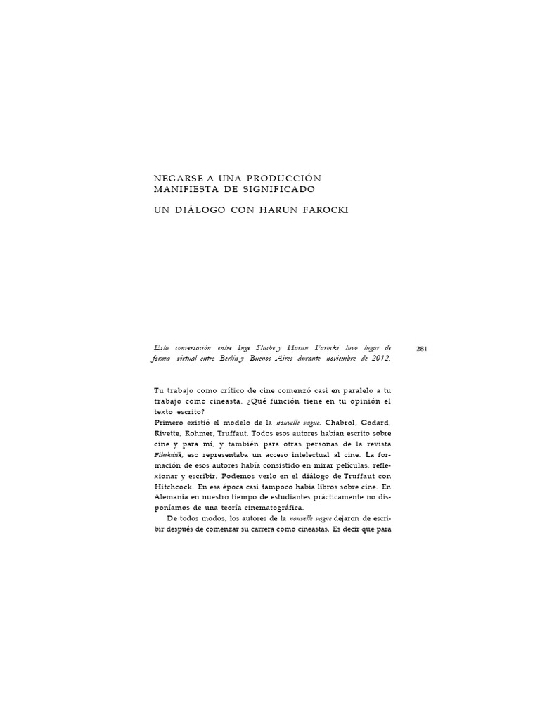 Diálogo sobre cine y política con Farocki | PDF