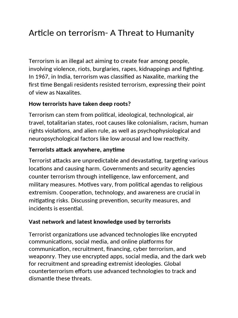 Article On Terrorism | PDF | Artificial Intelligence | Intelligence (AI ...