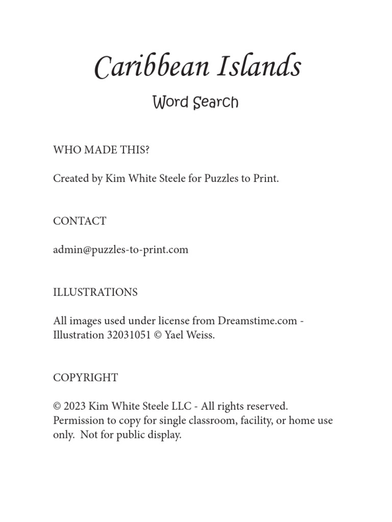 Caribbean Islands Word Search | PDF | Word Search | Linguistics