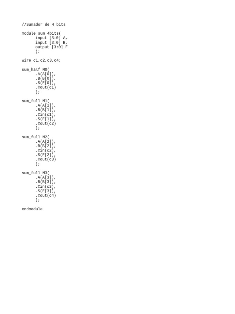 Sum 4bits.v | PDF
